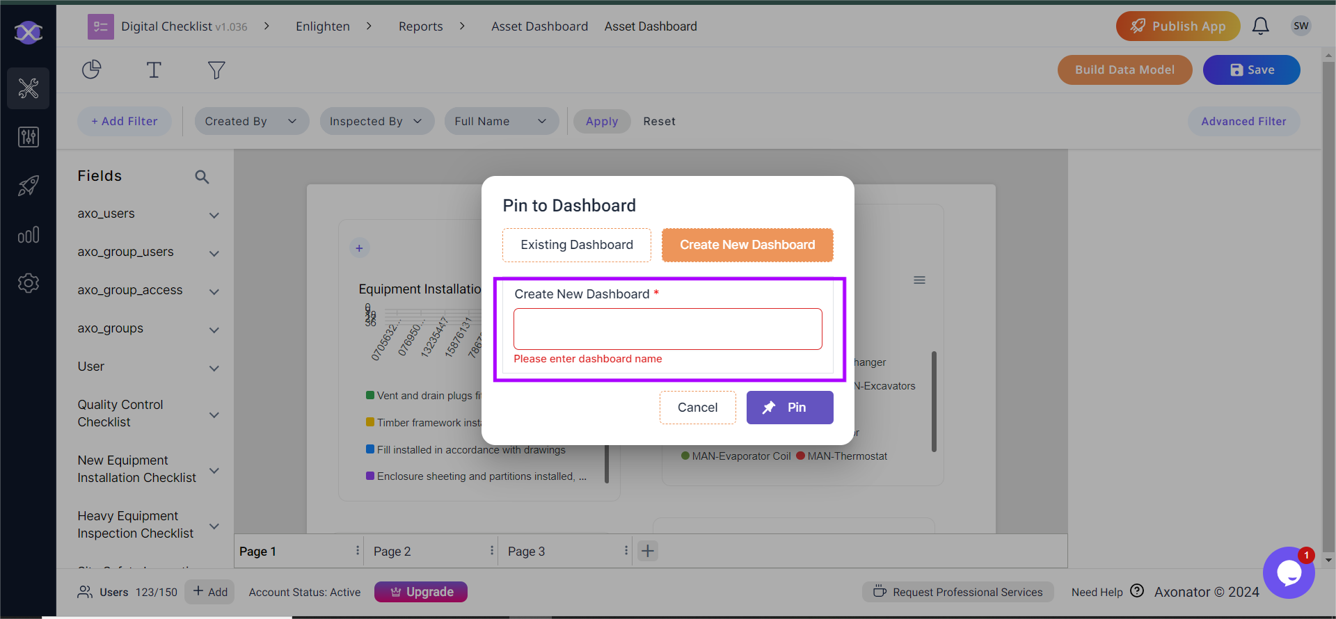 How to pin charts to a Dashboard?